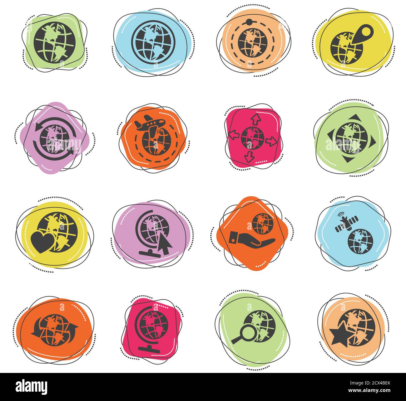 globes icon set Stock Vector Image & Art - Alamy