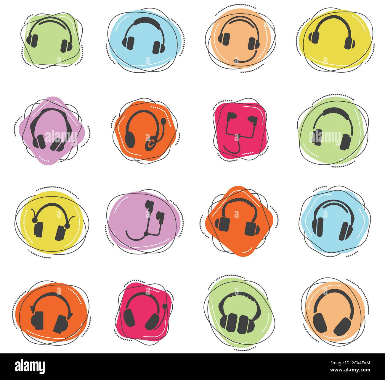 headphones icon set Stock Vector Image & Art - Alamy