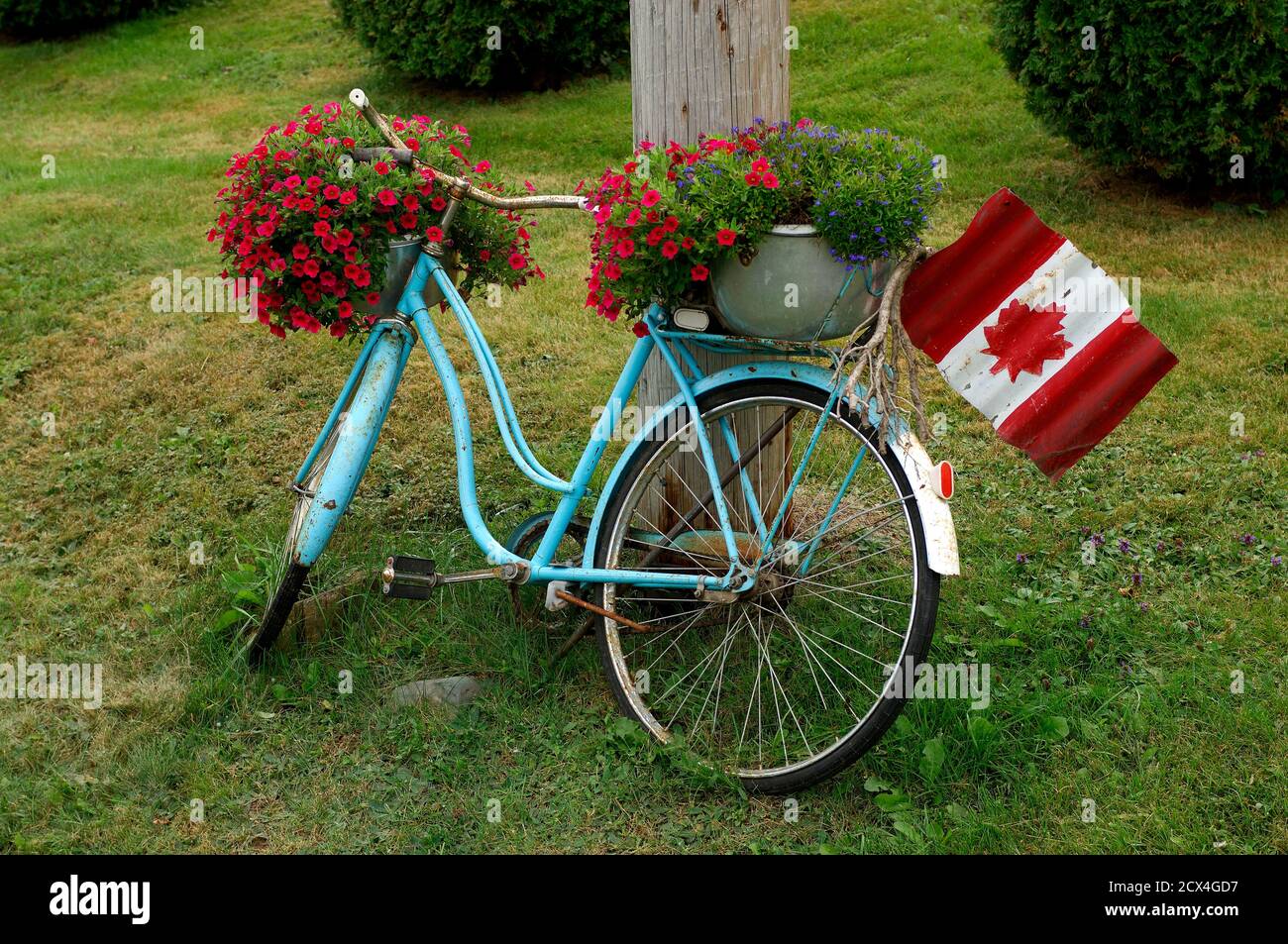 Canada, Maritimes, Nova Scotia, West La Havre, Bicycle with Canadian ...