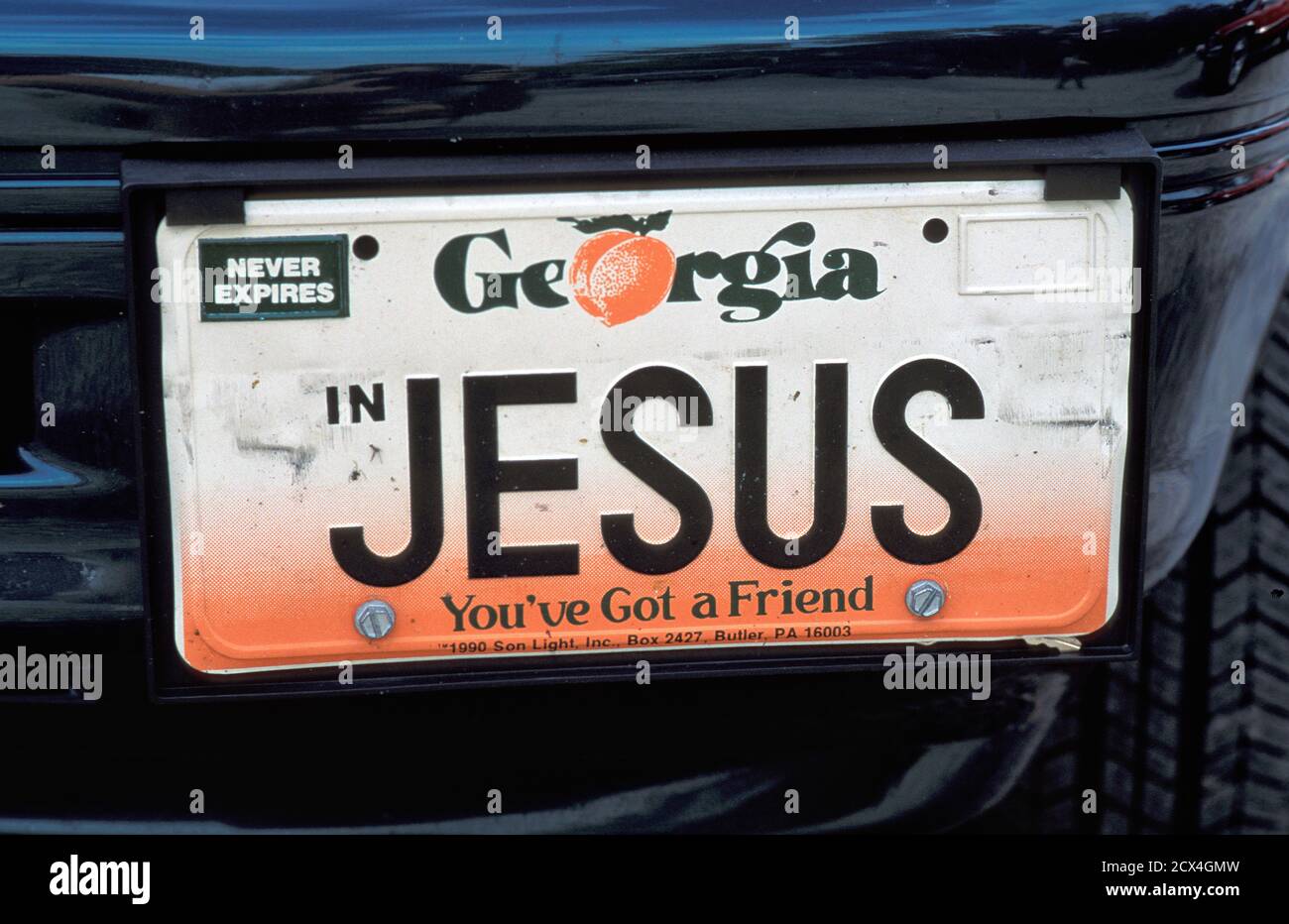 USA, Southern, Dixie, Georgia, Jesus license platte Stock Photo - Alamy