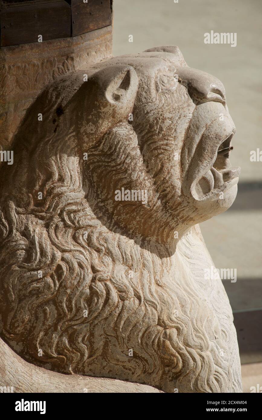 Detail of stone column bases, Chehel Sotun Palace, Isfahan, Iran Stock ...