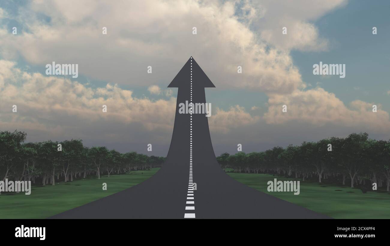 3d illustration asphalt road arrow hi-res stock photography and images ...