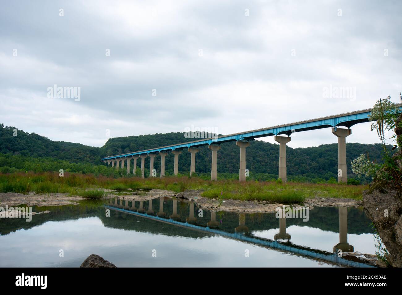 The Norman Wood Bridge OVer the Susquehanna River Reflecting Itself in ...