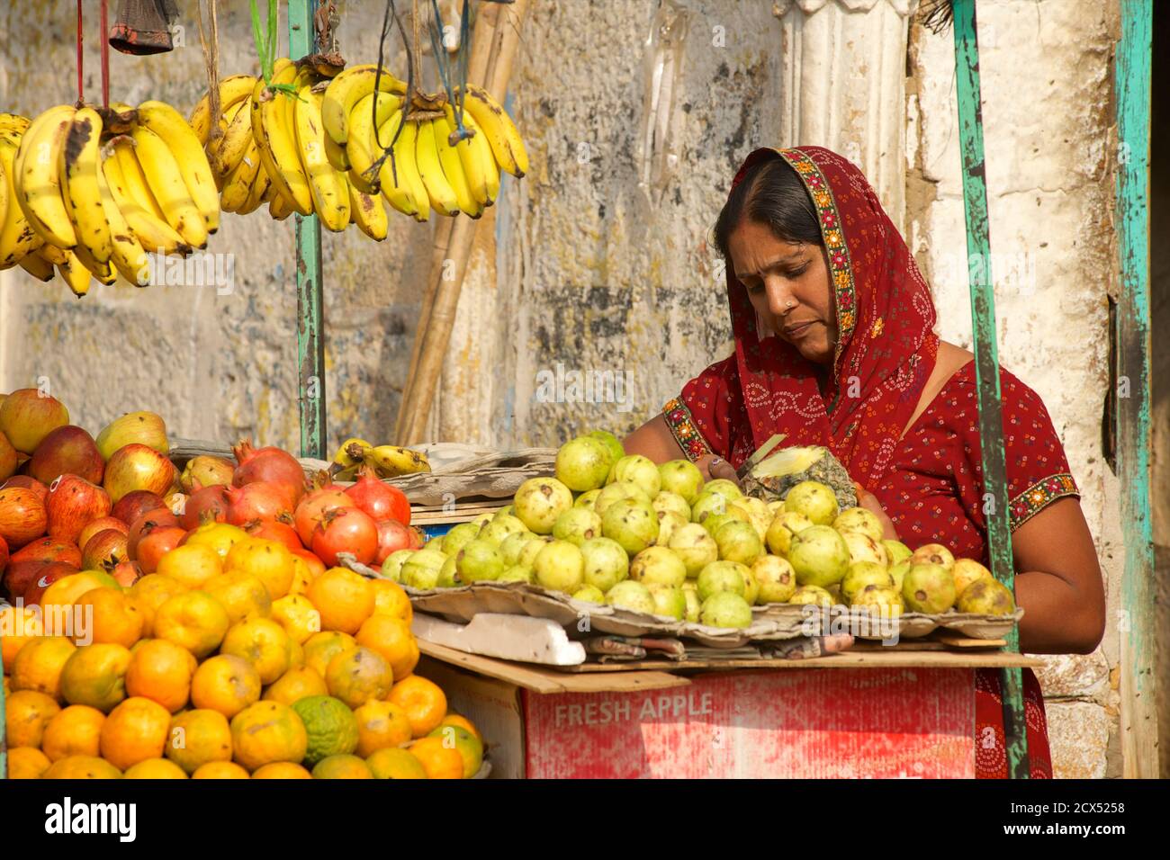 Fruit vendor in a sari. Jaisalmer, Rajasthan, India Stock Photo - Alamy