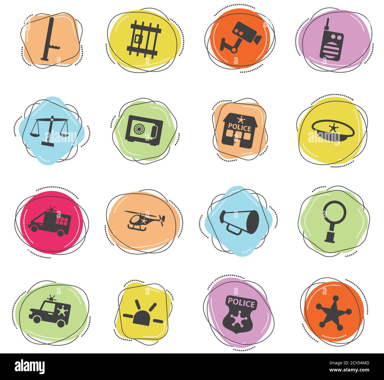 police department icon set Stock Vector Image & Art - Alamy