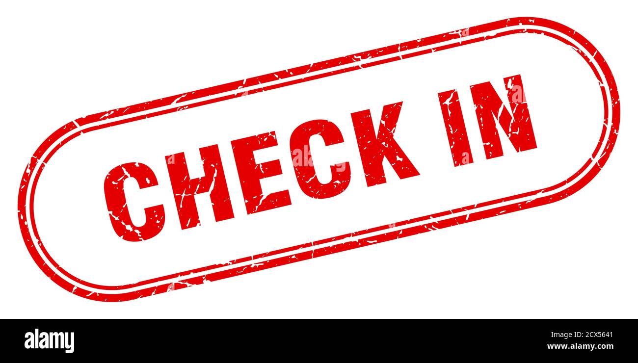 check in stamp. rounded grunge sign on white background Stock Vector ...