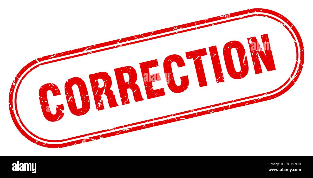 correction stamp. rounded grunge sign on white background Stock Vector ...