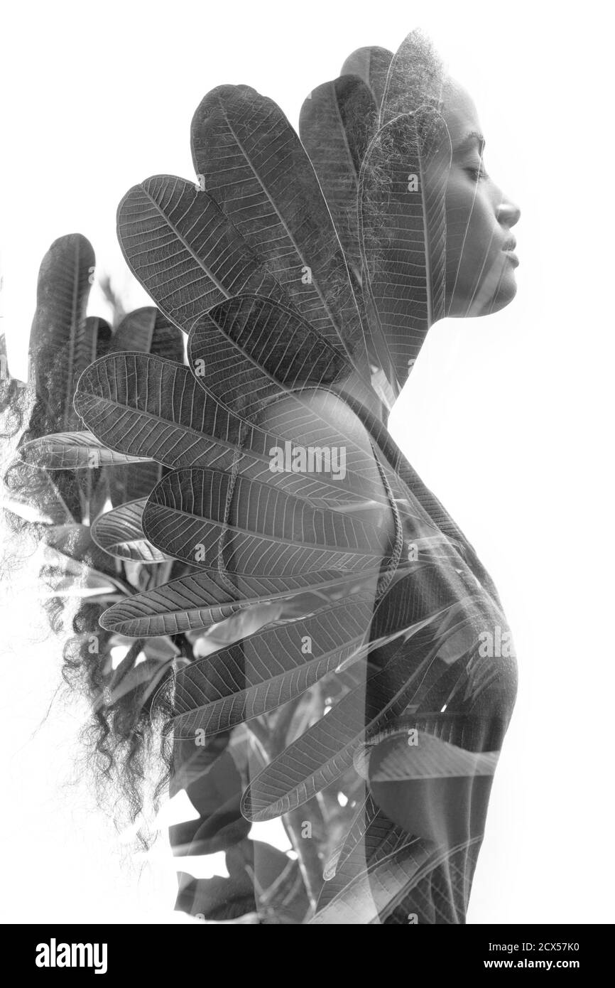 Surreal creative double exposure portrait Stock Photo - Alamy