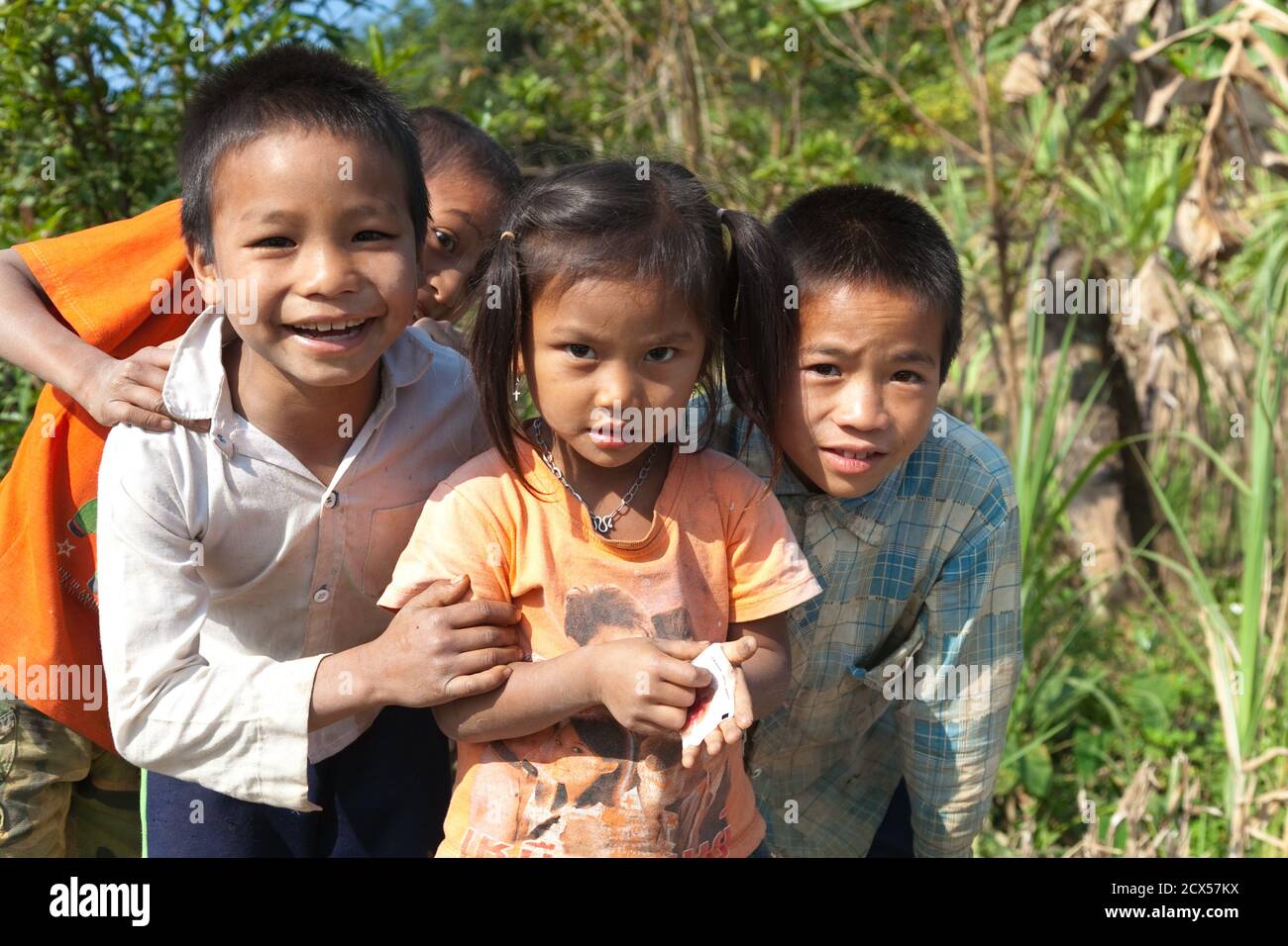 Luang Namtha Laos 12/24/2011 children in tribal region of northwest ...