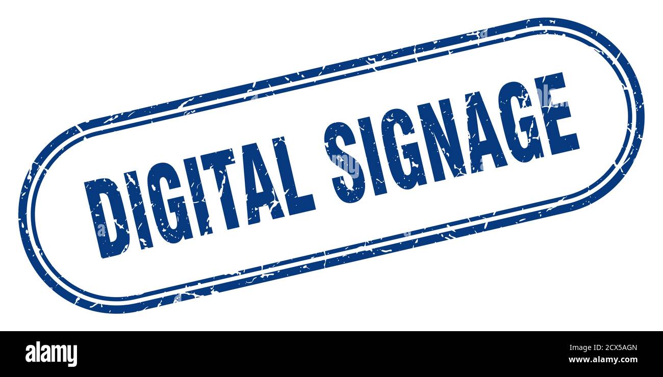 digital signage stamp. rounded grunge sign on white background Stock ...