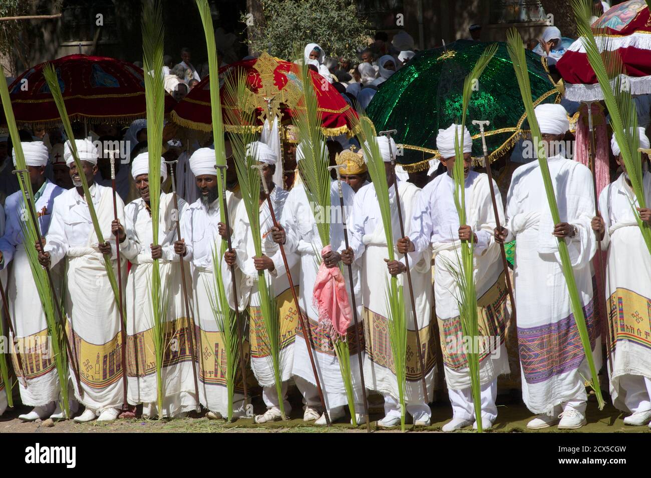 Ethiopian orthodox Christian priests in Palm Sunday festivities, Axum ...