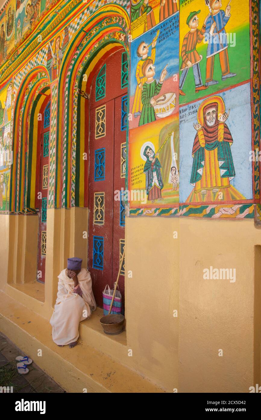 Christian pilgrim at Enda Iyesus Church, Axum. Aksum. Ethiopia Stock ...