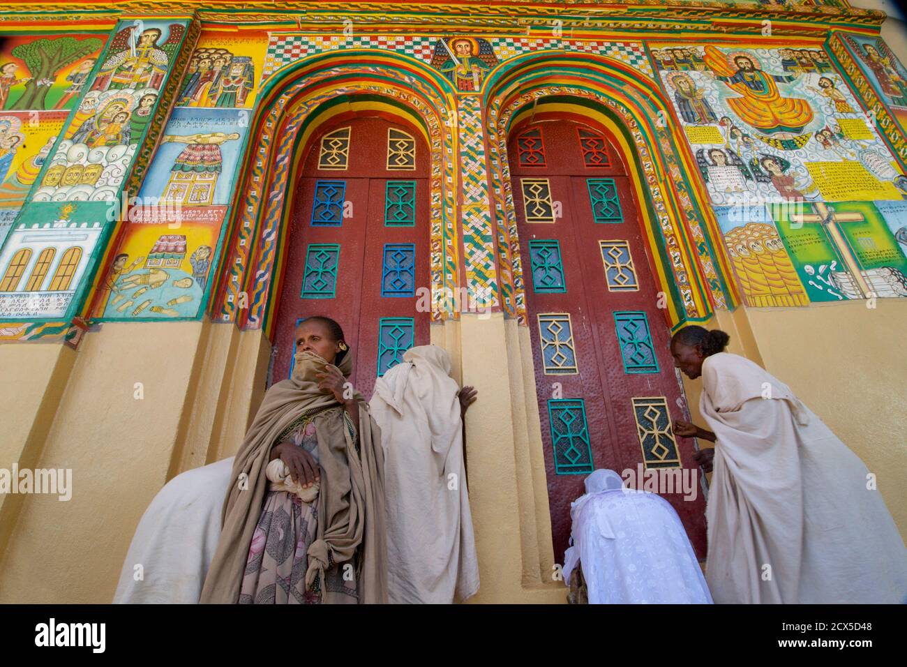 Christian pilgrims at Enda Iyesus Church, Axum. Aksum. Ethiopia Stock ...