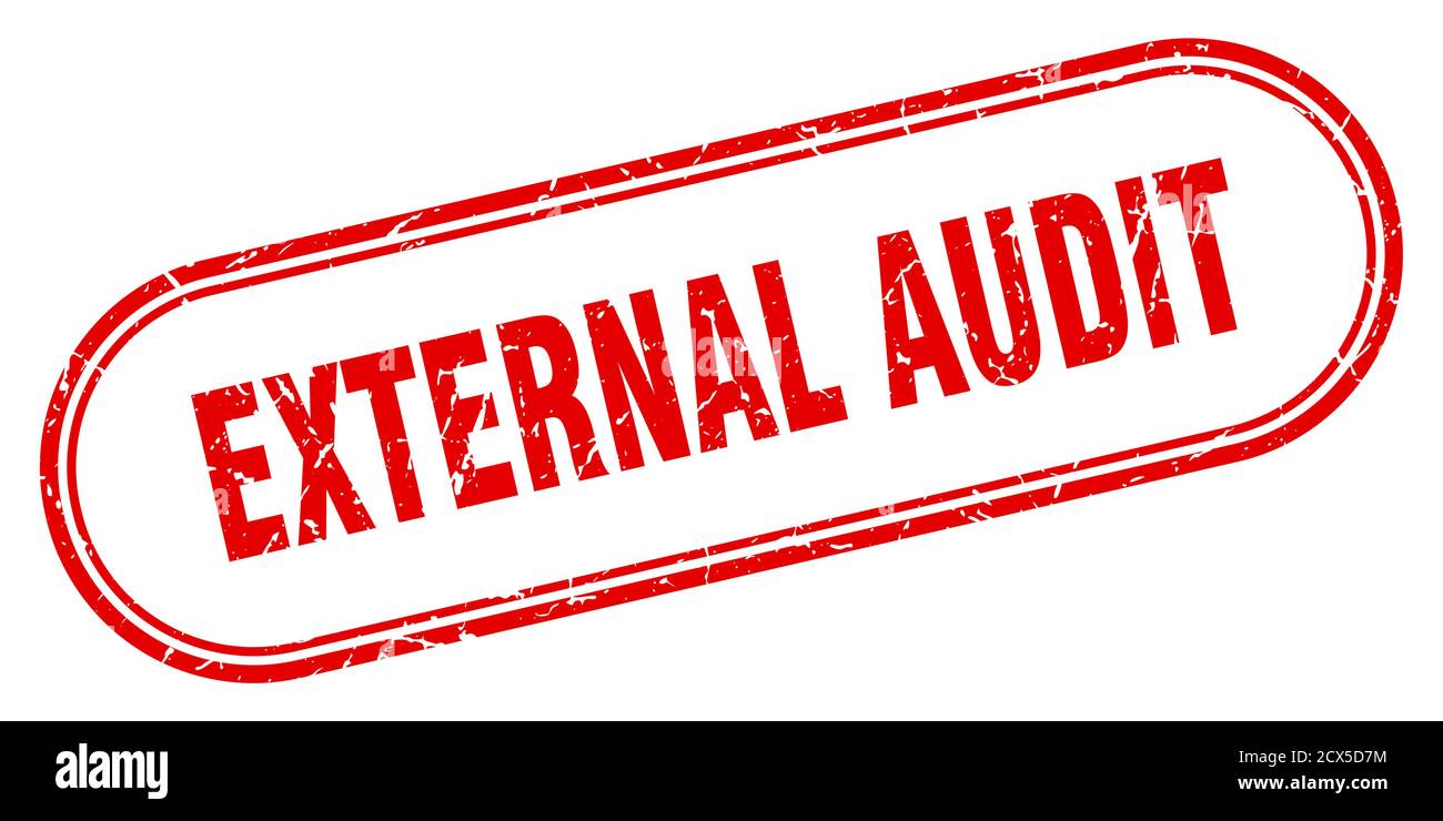 external audit stamp. rounded grunge sign on white background Stock ...