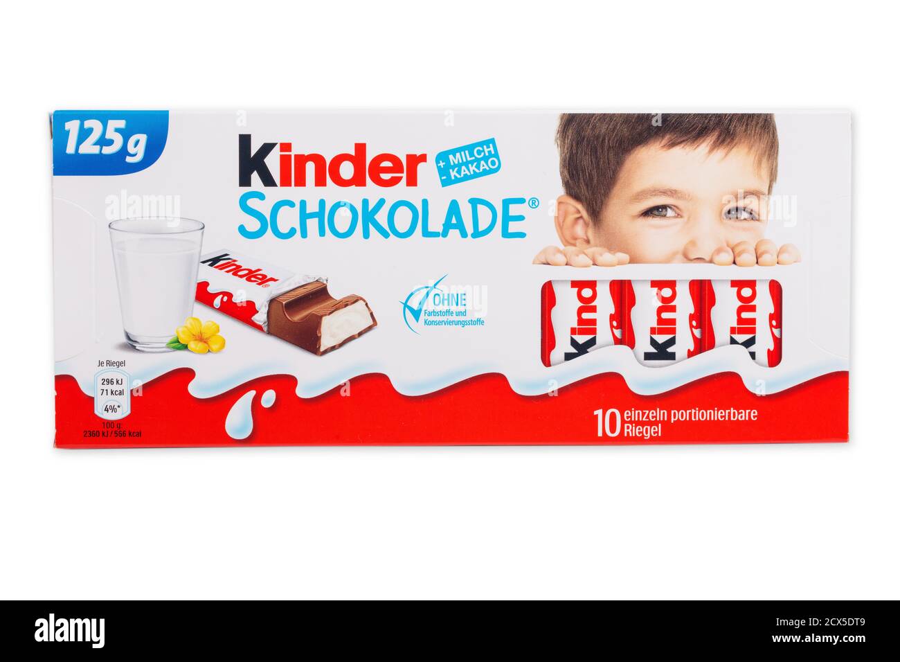 WETZLAR; GERMANY 2020-09-09: Kinder chocolate bars on white wooden ...