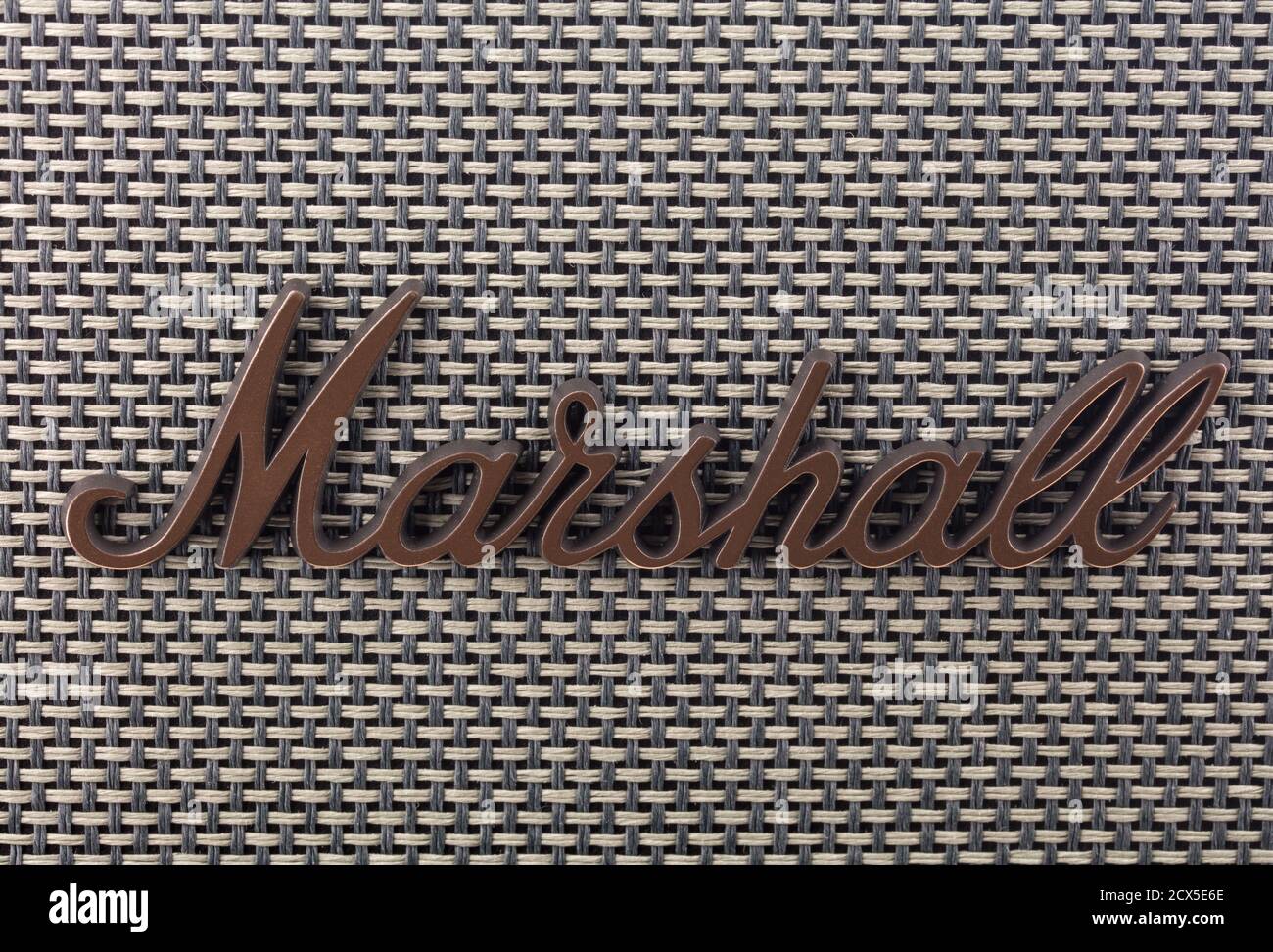 WETZLAR, GERMANY, September 30, 2020: Marshall amp over white. MARSHALL ...