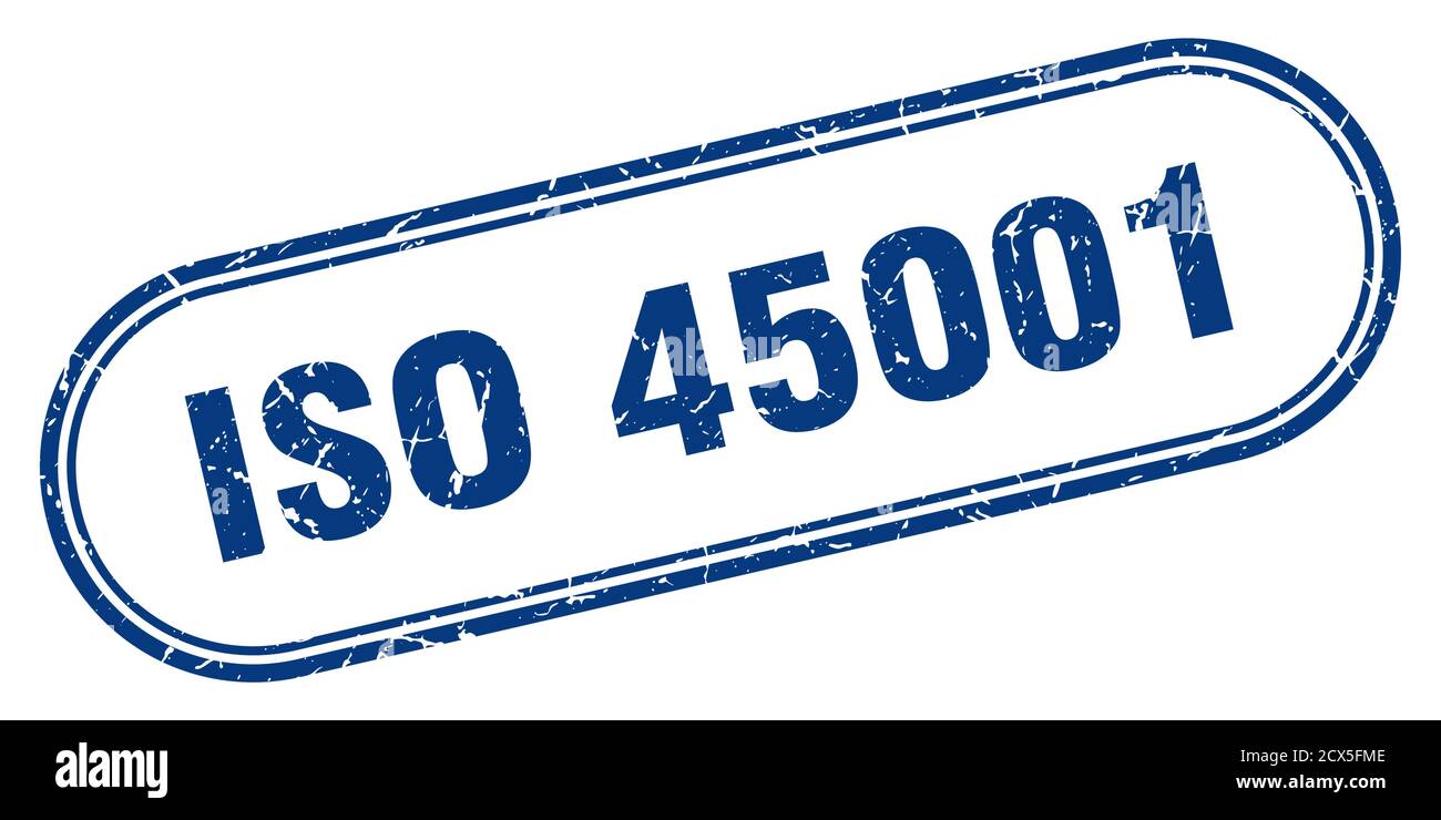 iso 45001 stamp. rounded grunge sign on white background Stock Vector ...