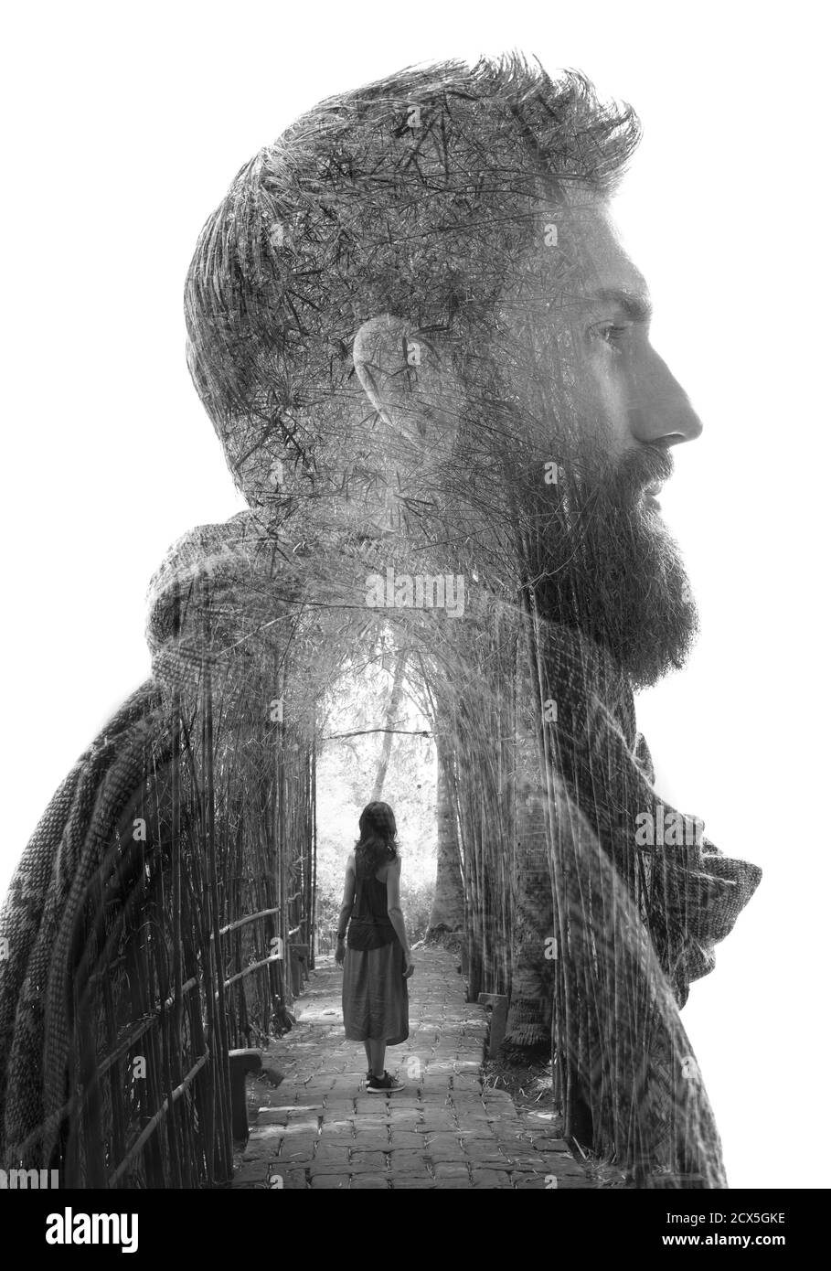 Surreal creative double exposure portrait Stock Photo - Alamy