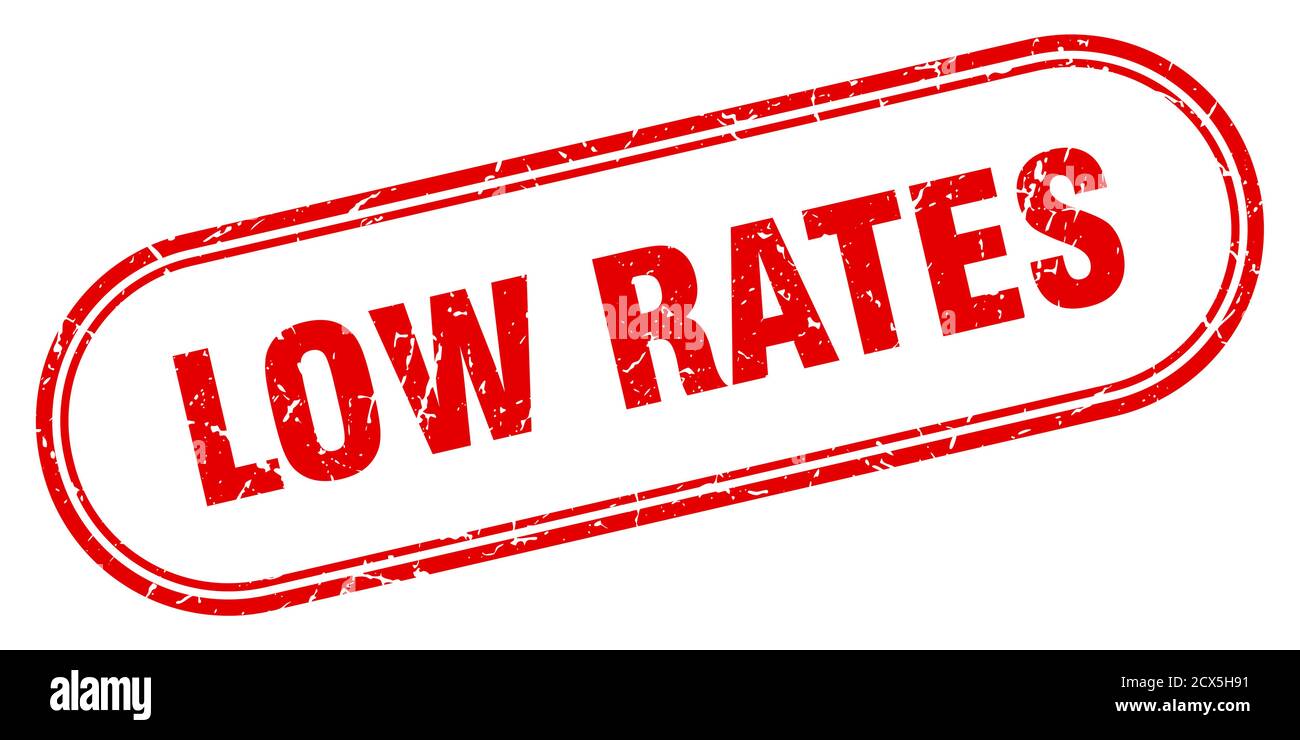 low rates stamp. rounded grunge sign on white background Stock Vector ...