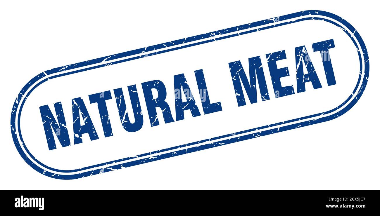 natural meat stamp. rounded grunge sign on white background Stock ...