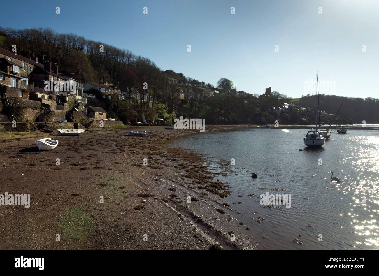 Low tide at Noss Mayo, Devon, England. United Kingdom Stock Photo - Alamy
