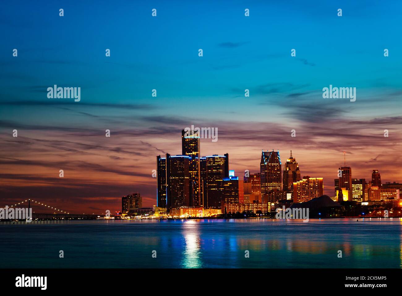 Detroit skyline sunset hi-res stock photography and images - Alamy