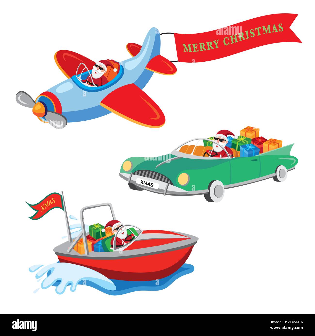 Santa claus gifts driving Stock Vector Images - Alamy