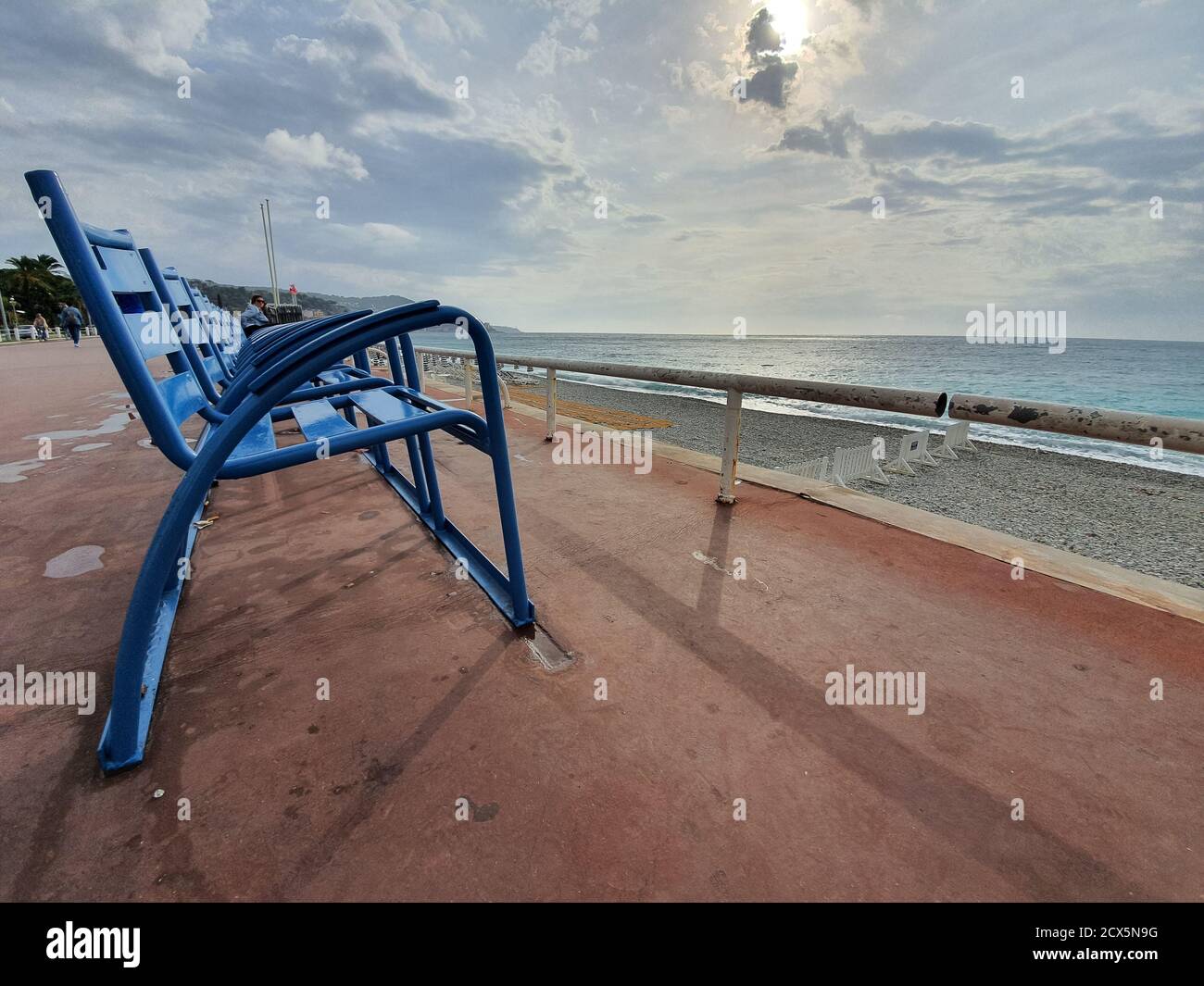 Blue chair at beach Nice France Stock Photo - Alamy
