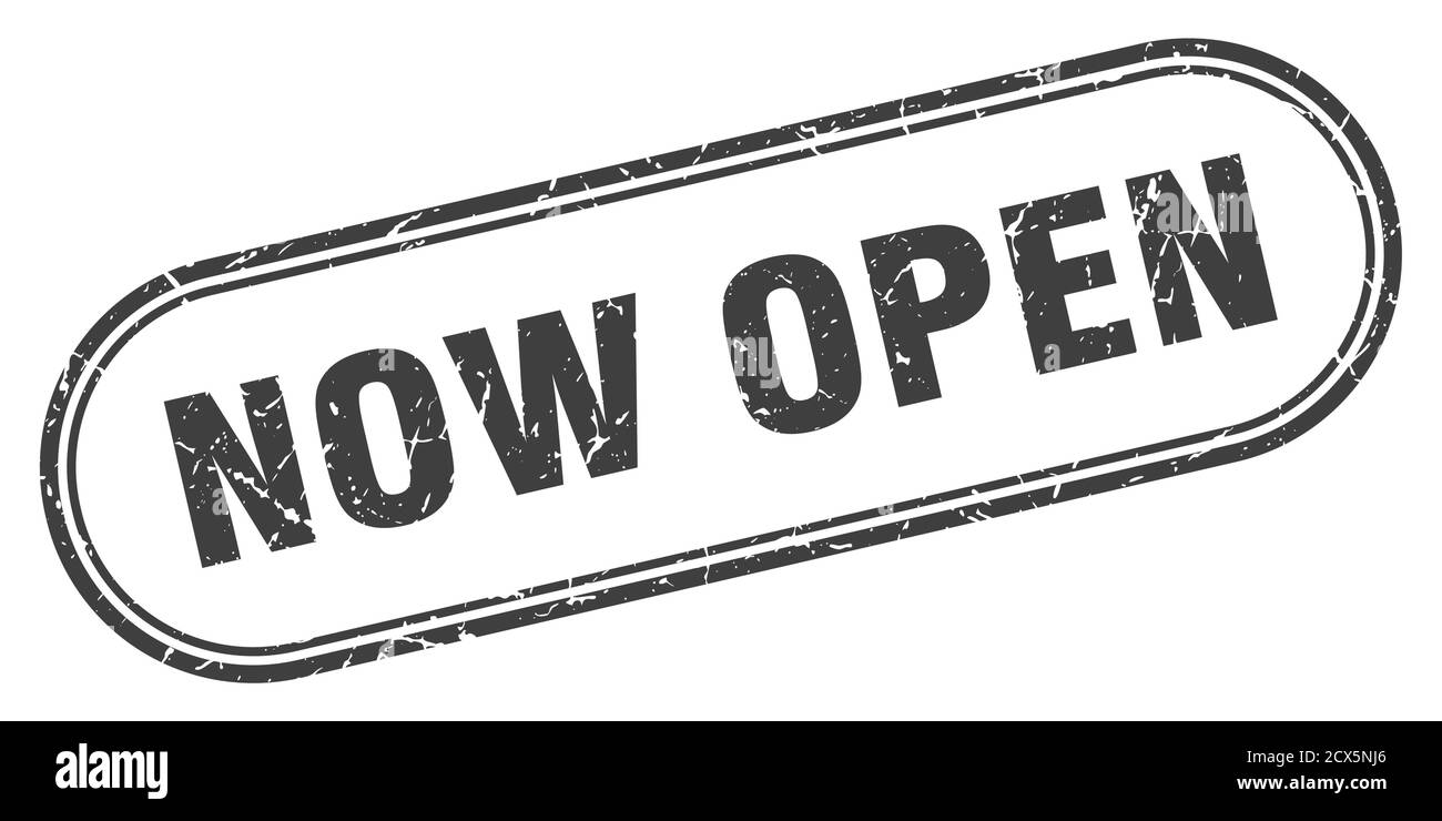 now open stamp. rounded grunge sign on white background Stock Vector ...