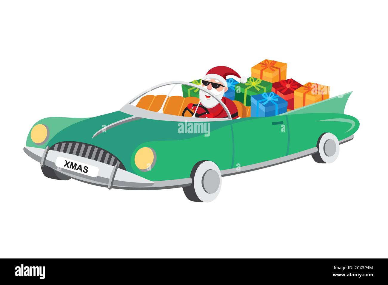 Santa Claus driving a car Stock Vector Image & Art - Alamy