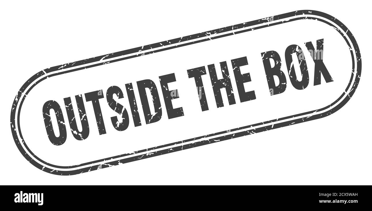 outside the box stamp. rounded grunge sign on white background Stock ...