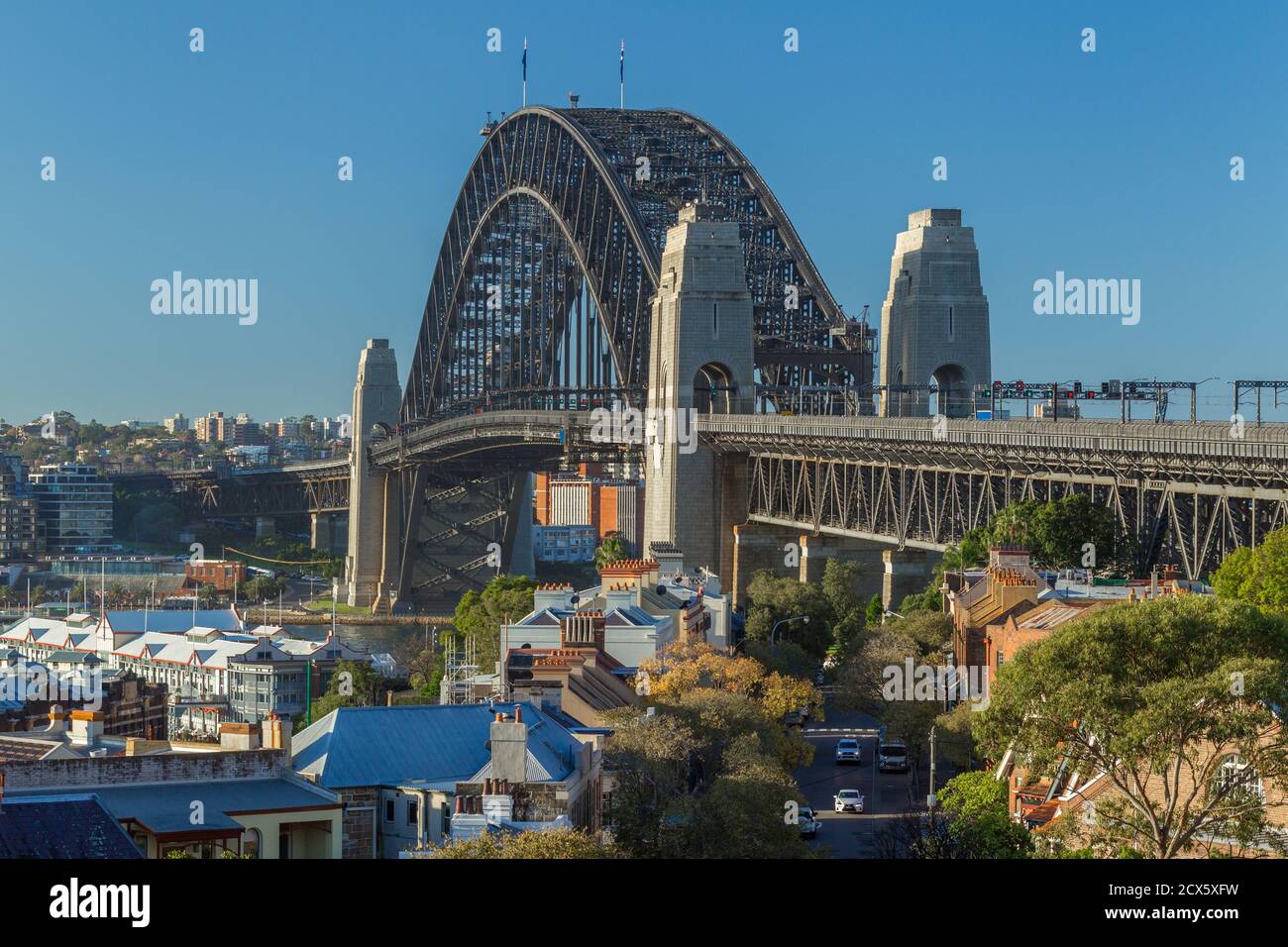 Sydney Harbour Bridge in Sydney, Australia, seen looking along Lower ...