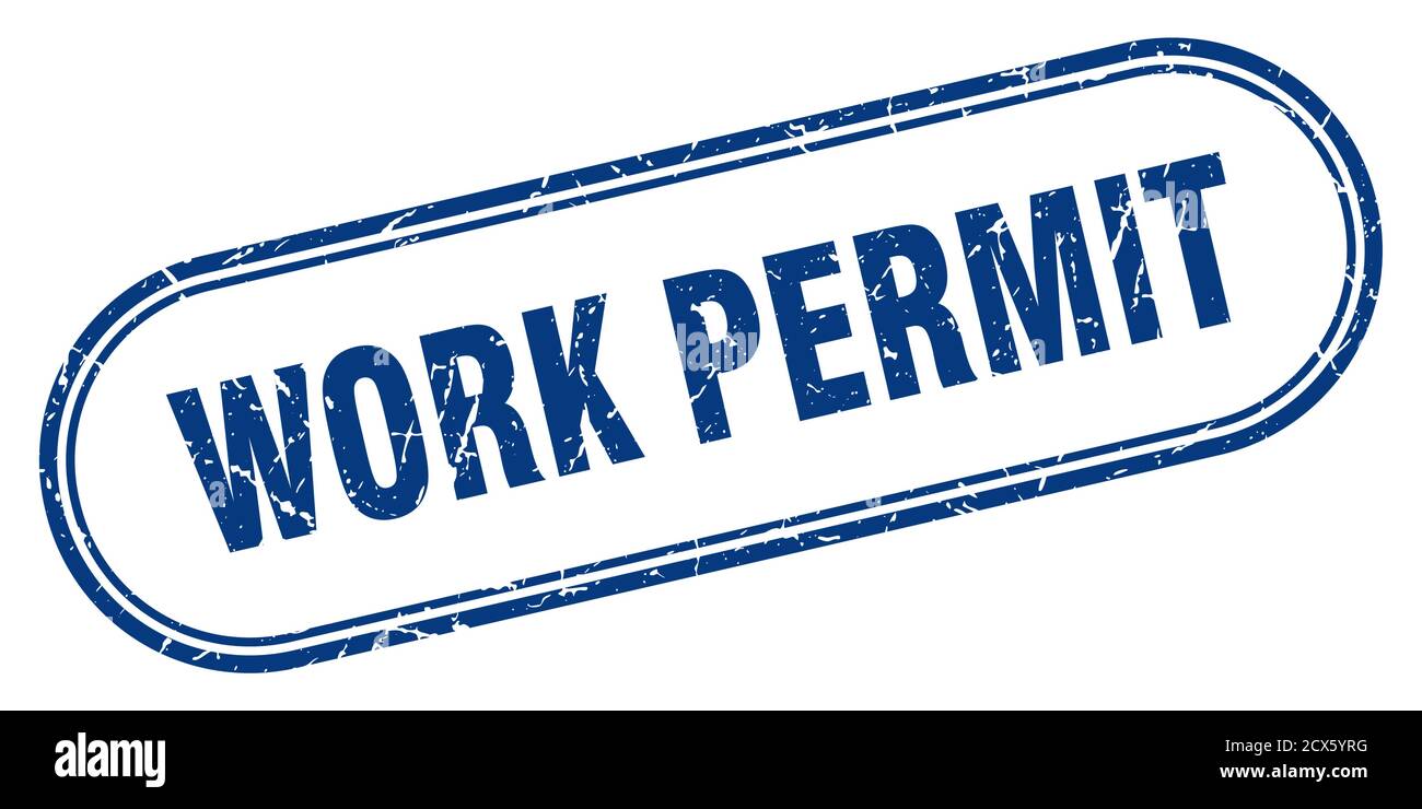 work permit stamp. rounded grunge sign on white background Stock Vector ...