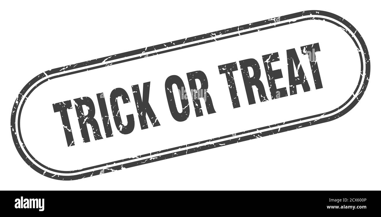 trick or treat stamp. rounded grunge sign on white background Stock ...