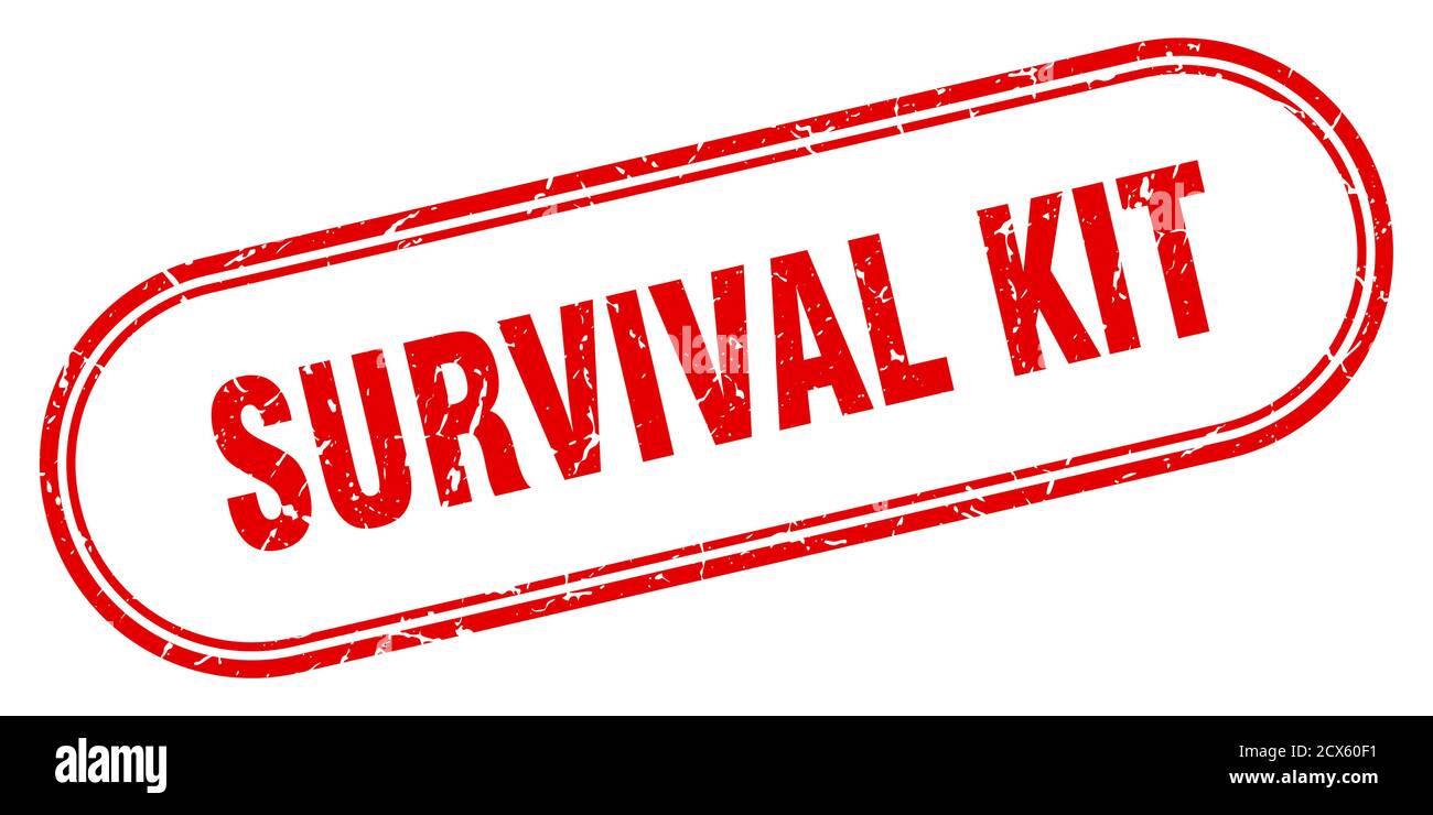 survival kit stamp. rounded grunge sign on white background Stock ...