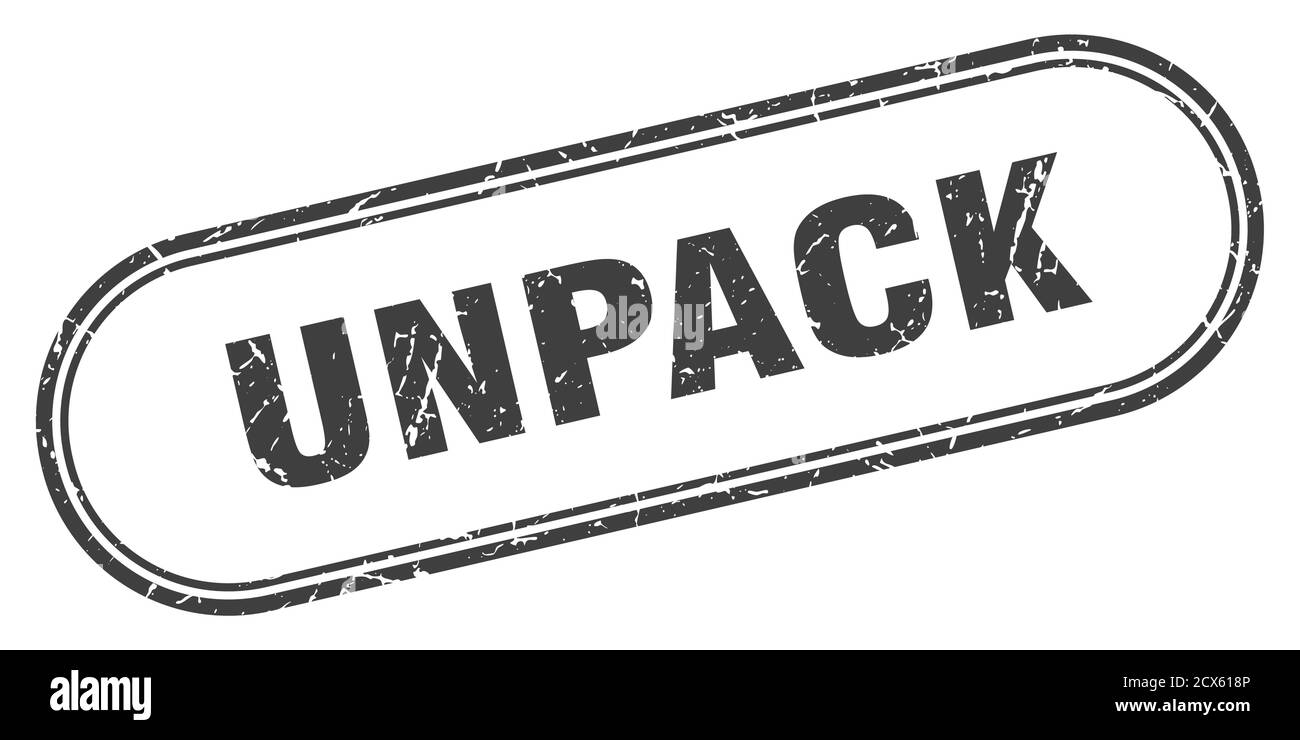 unpack stamp. rounded grunge sign on white background Stock Vector ...