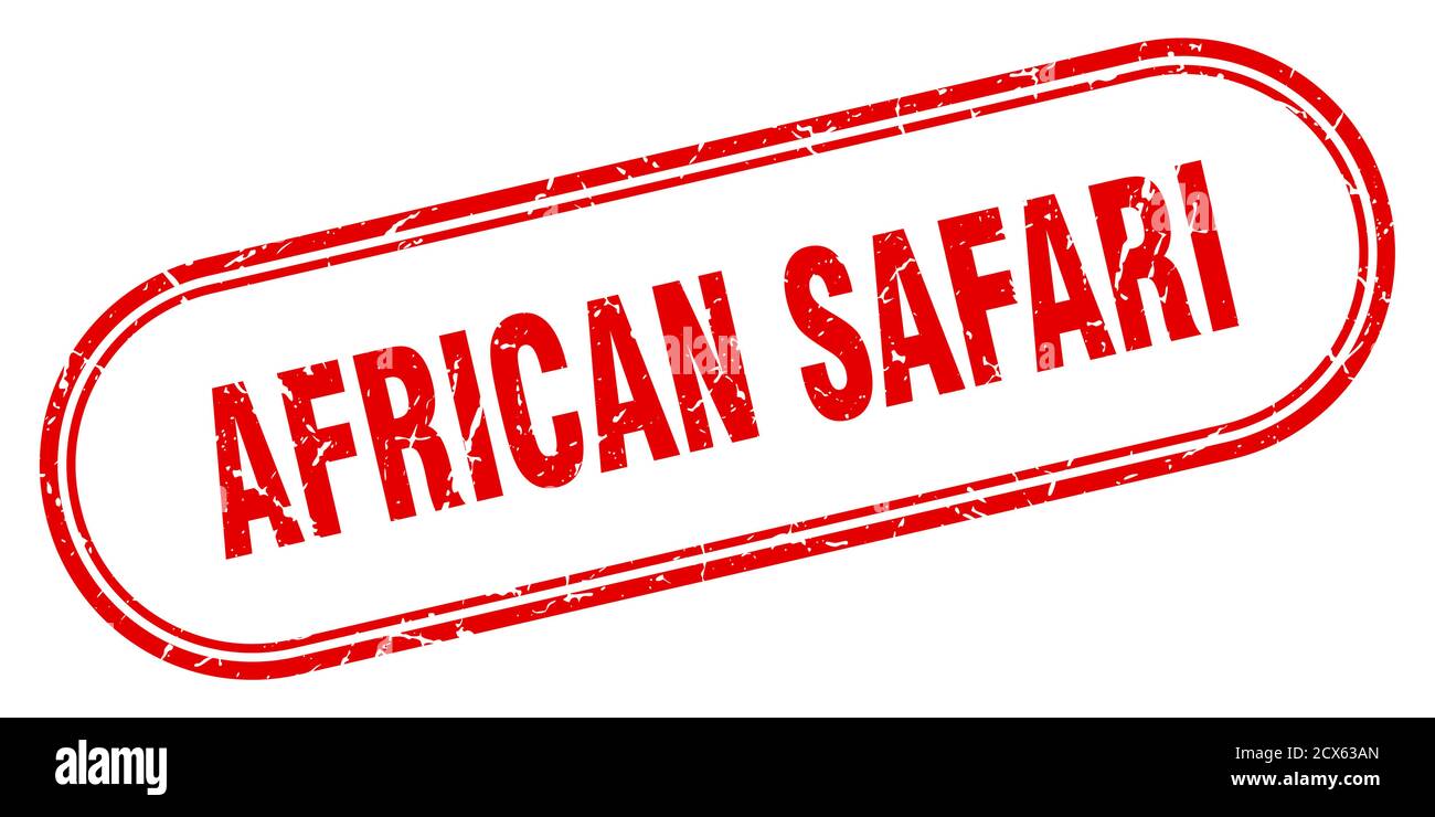 african safari stamp. rounded grunge sign on white background Stock ...
