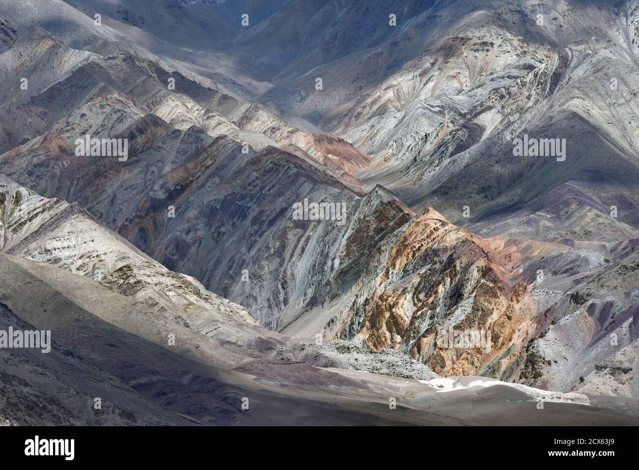 Beautiful mountain range of multi-colored rocks folds, Himalayas Stock ...