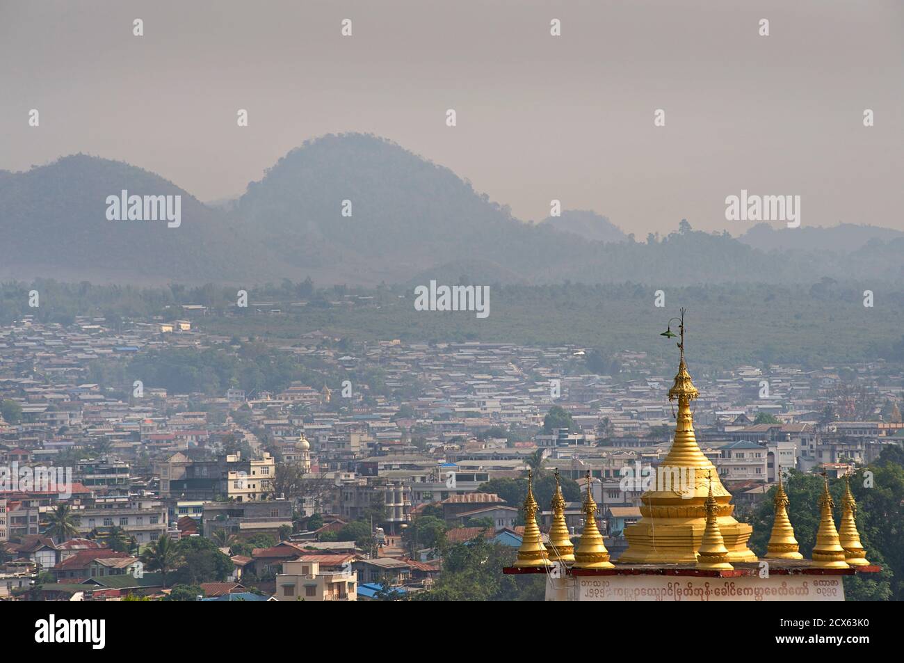 Scenic view of Lashio from Sasana Pagoda. Pyilon Chanta. Lashio, Burma ...