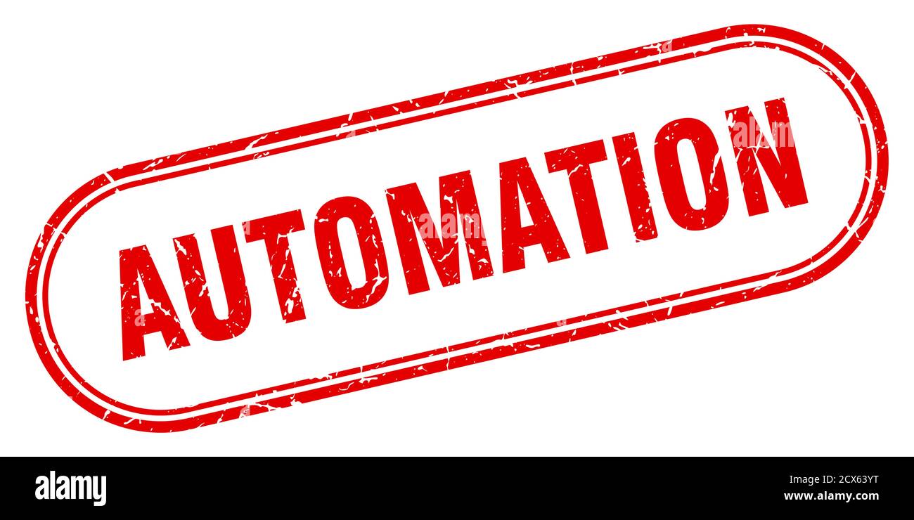 automation stamp. rounded grunge sign on white background Stock Vector ...