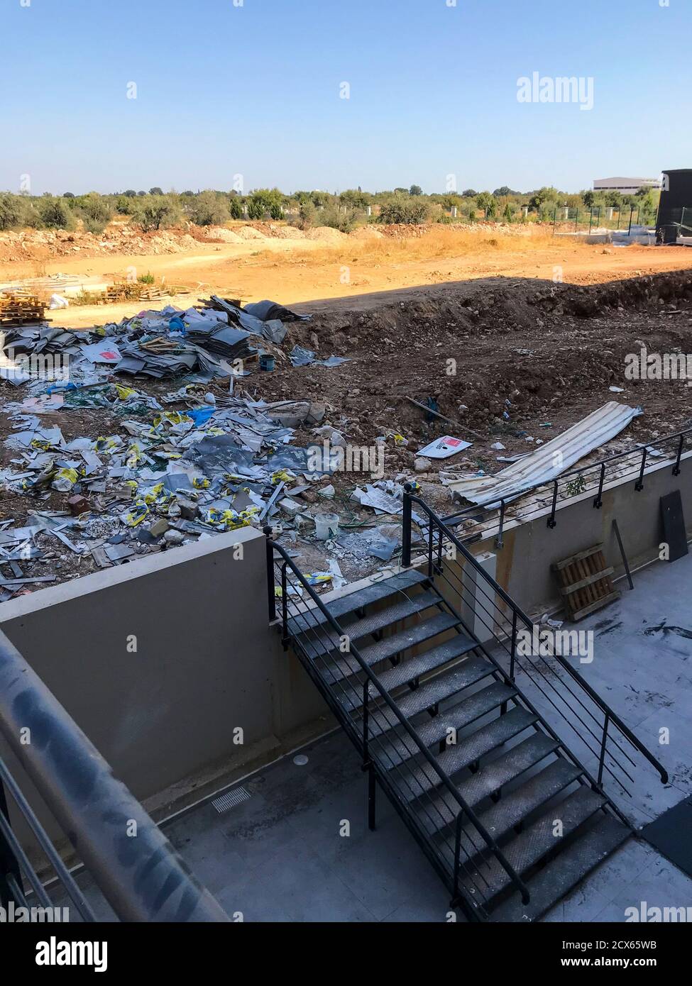 construction waste and garbage on the edge of the building Stock Photo ...