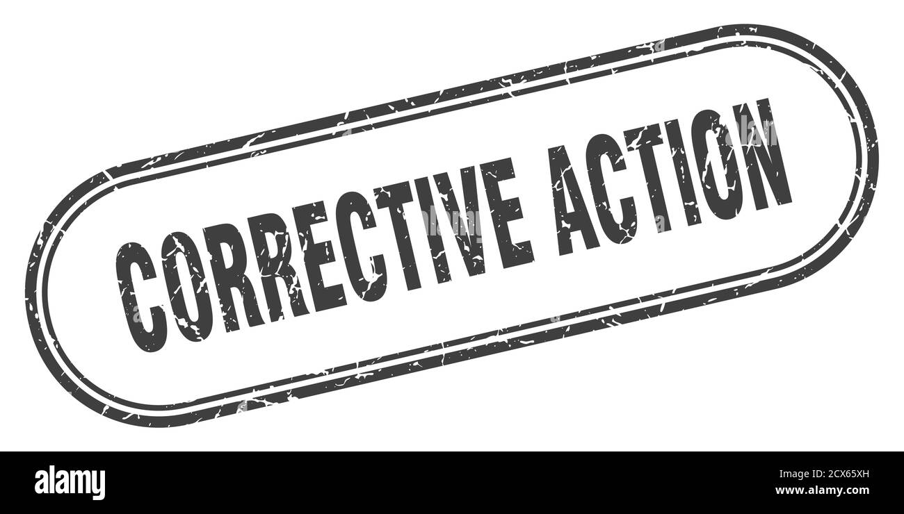 corrective action stamp. rounded grunge sign on white background Stock ...