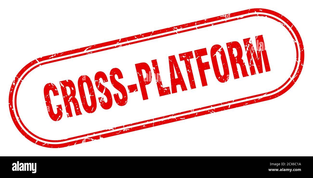 cross-platform stamp. rounded grunge sign on white background Stock ...
