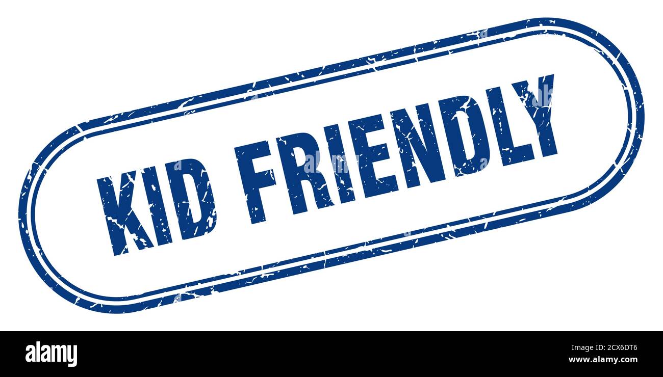 kid friendly stamp. rounded grunge sign on white background Stock ...