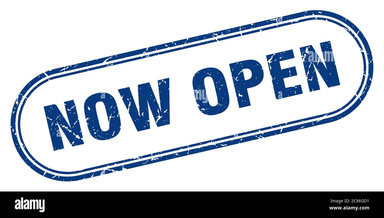 now open stamp. rounded grunge sign on white background Stock Vector ...