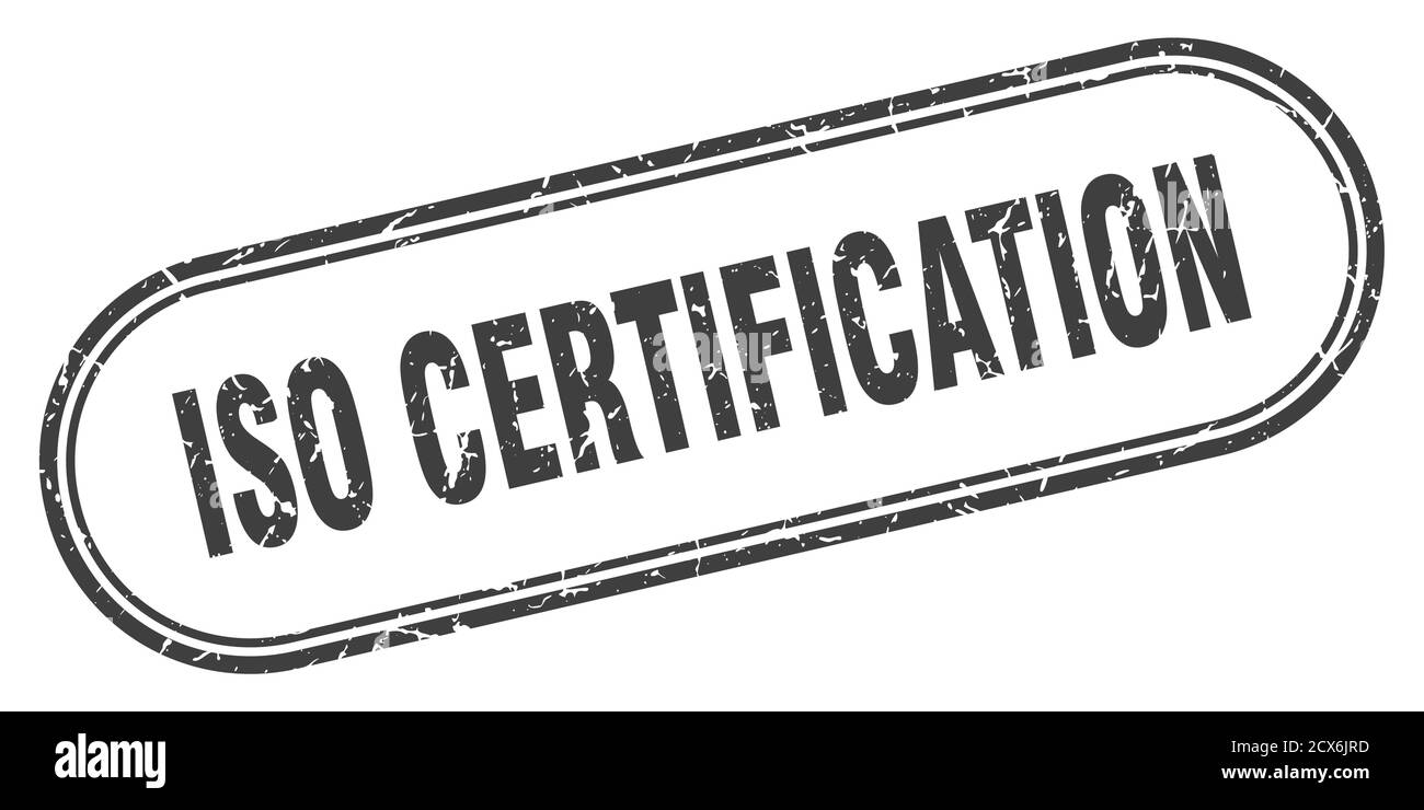 iso certification stamp. rounded grunge sign on white background Stock ...