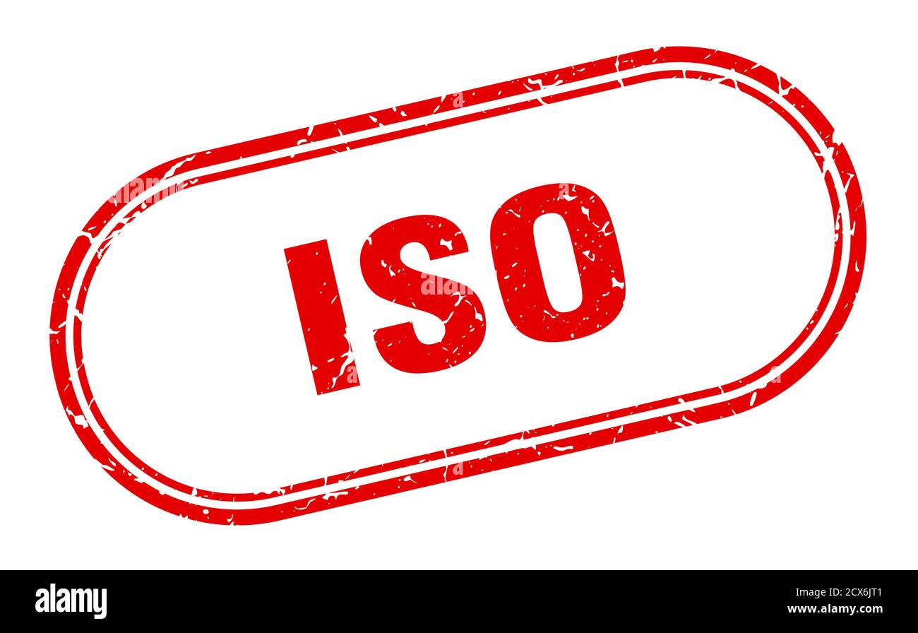 iso stamp. rounded grunge sign on white background Stock Vector Image ...