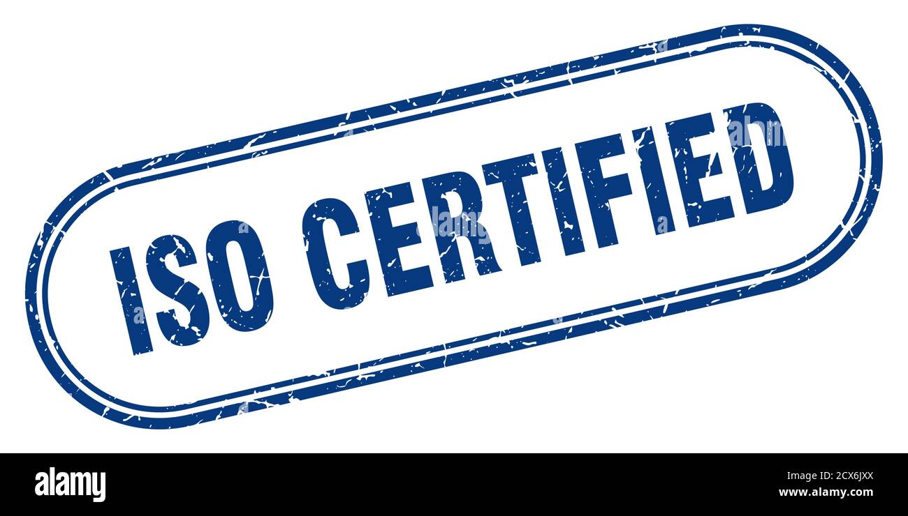iso certified stamp. rounded grunge sign on white background Stock ...