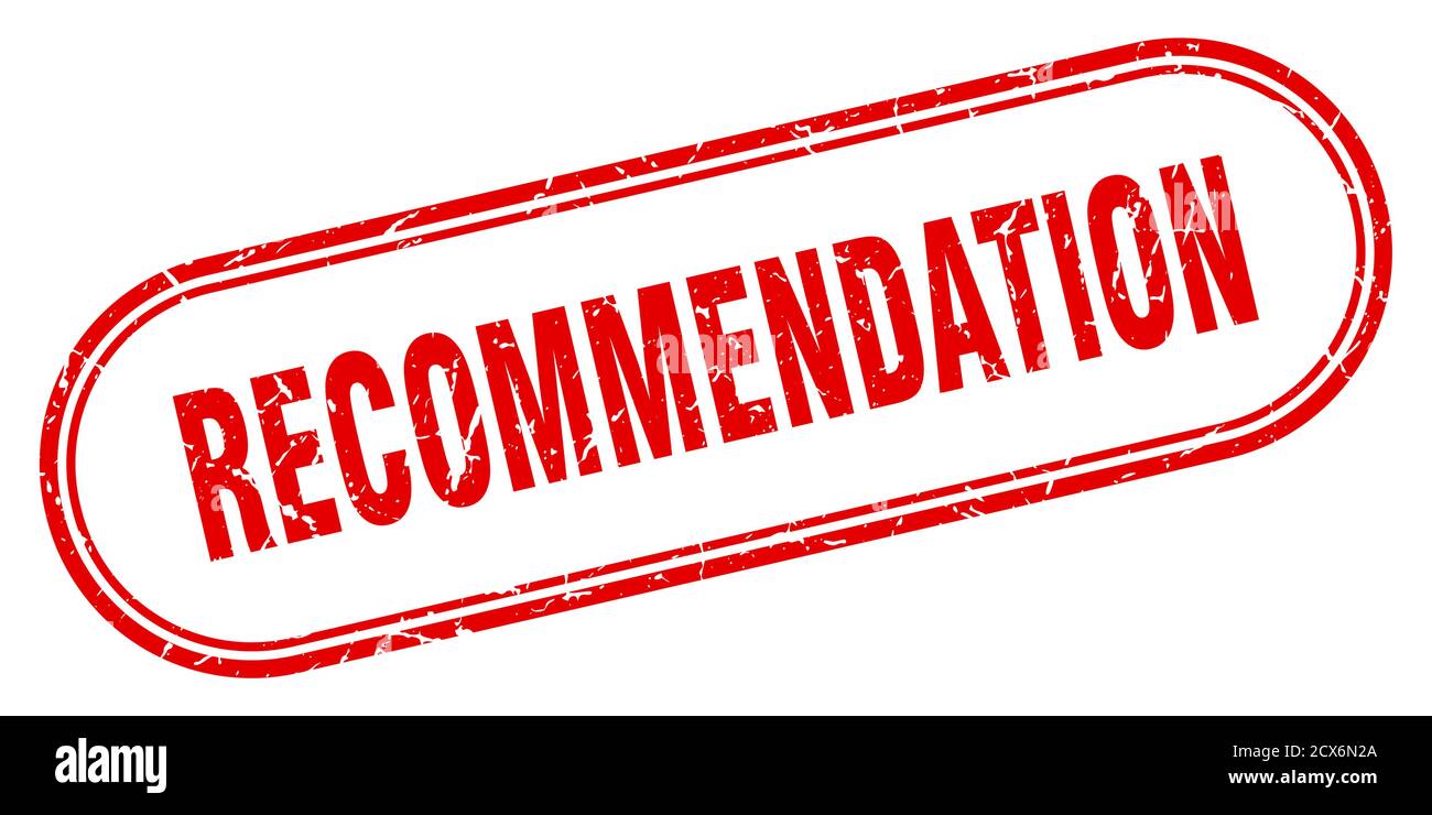 recommendation stamp. rounded grunge sign on white background Stock ...