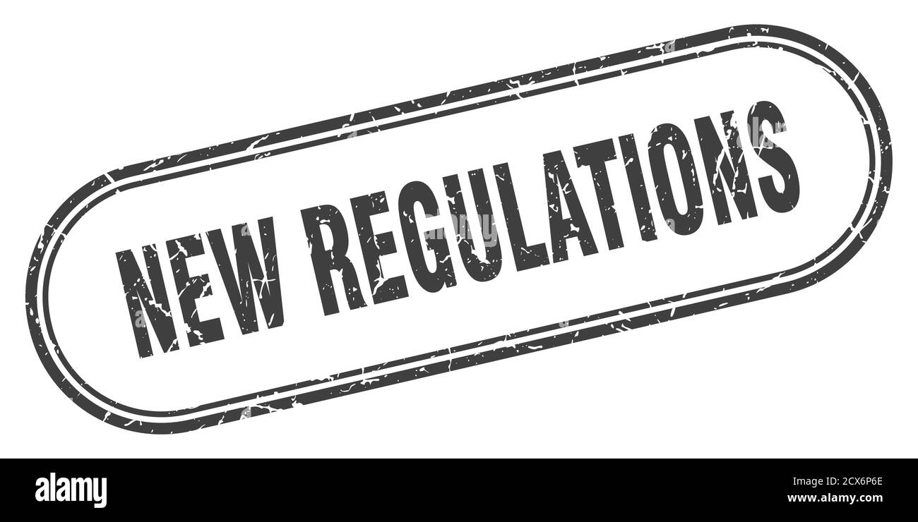 new regulations stamp. rounded grunge sign on white background Stock ...